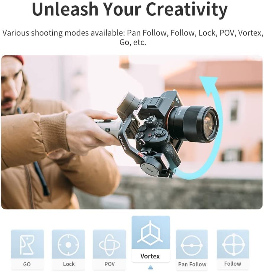 Zhiyun Crane M2S Gimbal Stabilizer for Smartphone Mirrorless DSLR Camera Action Camera,3-Axis Gimbal for iPhone Gopro Sony Canon Nikon Fujifilm Panasonic Sigma(Zhiyun Crane M2 Upgrade Version)
