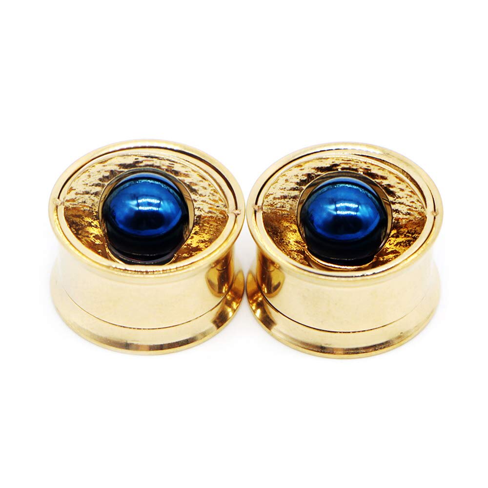 SUPTOP 2PC Planet Ear Gauges 0g - 5/8 Plugs and Tunnels for Stretched Ears Screw Stainless Steel Stretching Kit