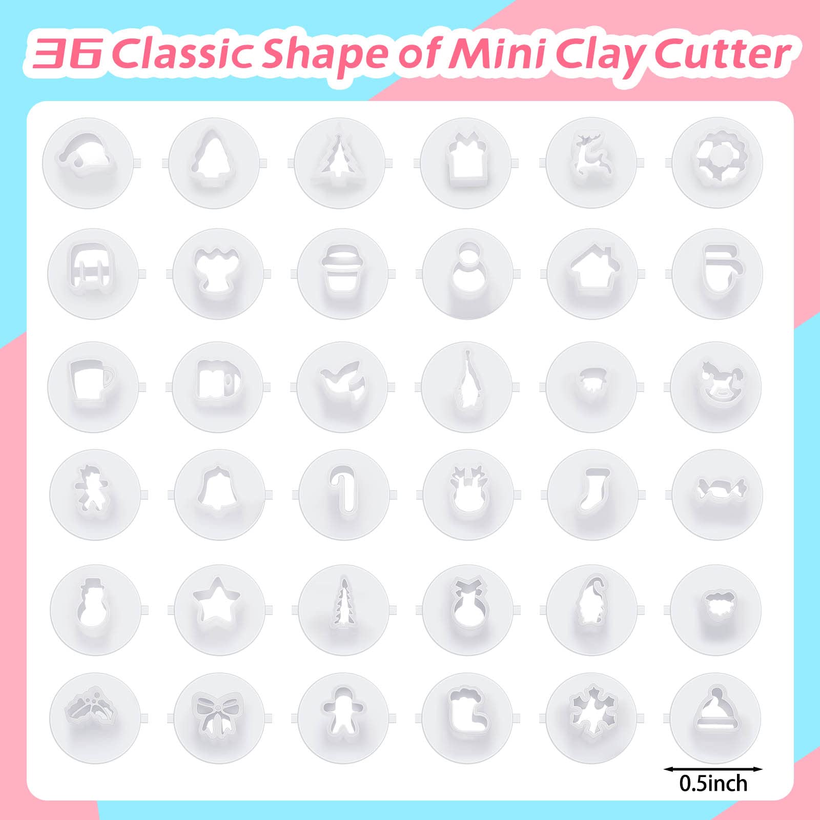 Set of 36 Polymer Clay Cutters for Earring Mini Clay Cutters for Polymer Clay Jewelry Small Clay Cutters Plastic Clay Molds Pottery Tools for Jewelry Making (Stylish Style)