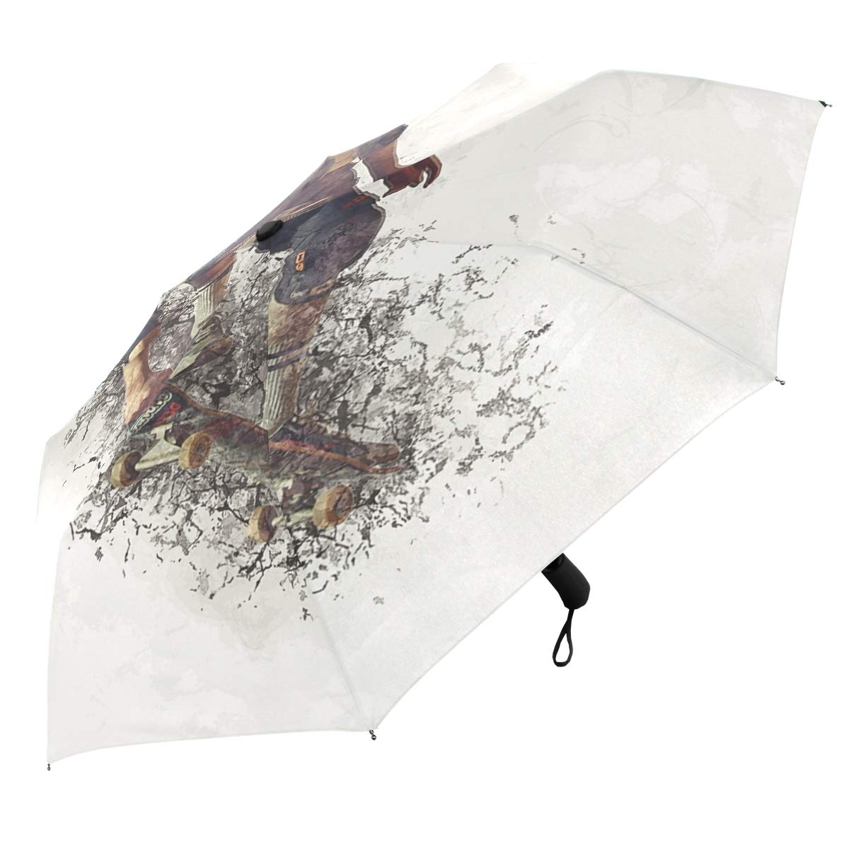 SUSINO Skateboarding Compact Travel Umbrella Windproof Automatic Open Close Pattern Graphic Folding Umbrellas for Women Men