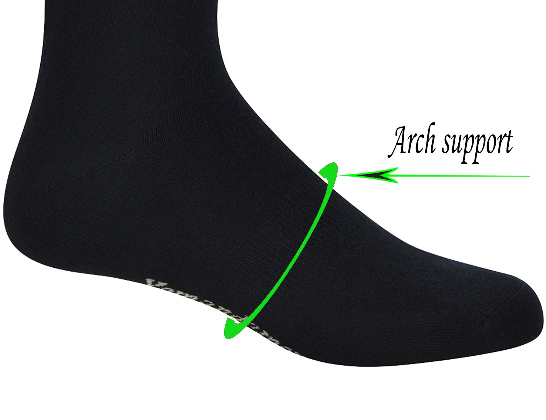 Yomandamor 5 Pairs Men's Crew Dress Socks with Arch Support and Seamless Toe