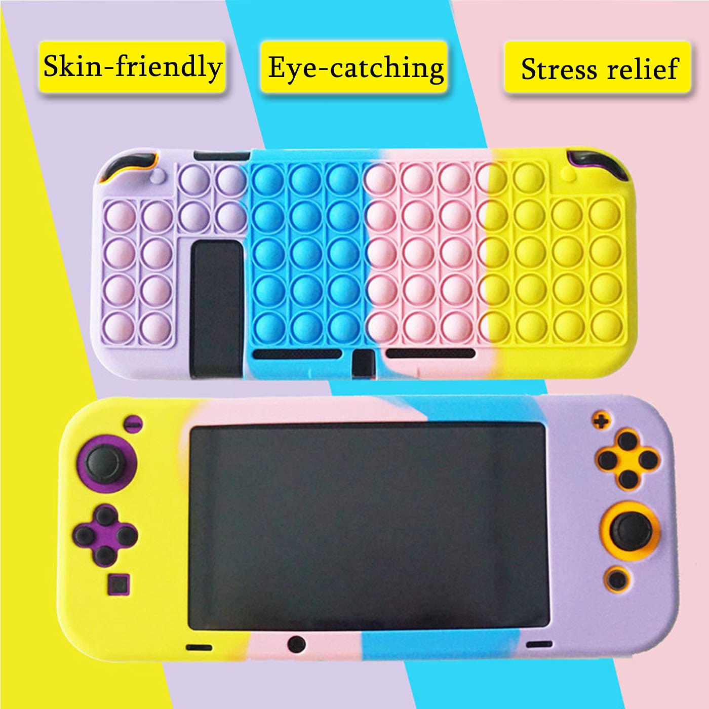 YB-OSANA Pop Bubbles Protective Case Compatible with Nintendo Switch Silicone Protective Case for Switch Cute Pop Protective Cover for Girls Boys