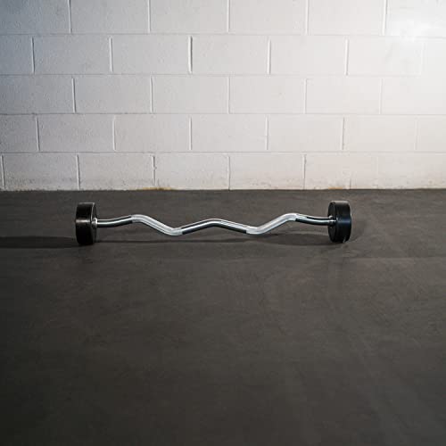 Titan Fitness EZ Curl Rubber Fixed Barbell 40 lb.