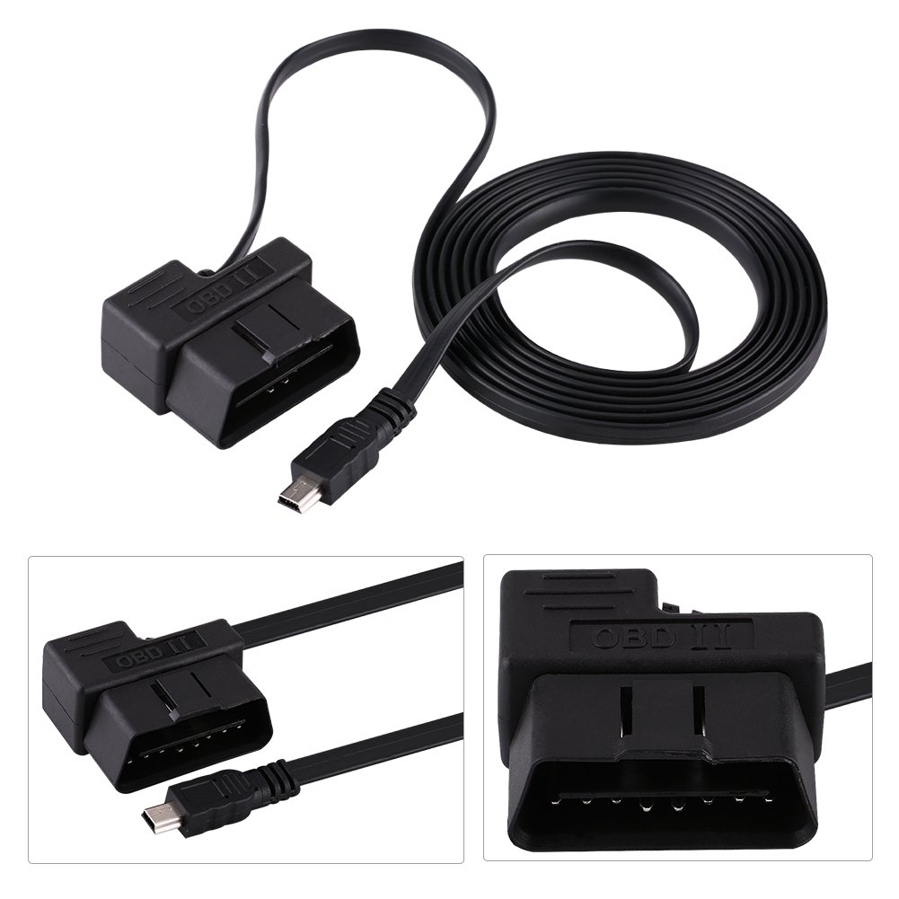 Suuonee OBD2 Diagnostic Cable, 180cm Car OBD-II OBD2 EOBD 16pin Diagnostic Extension Adapter to Mini USB Cable