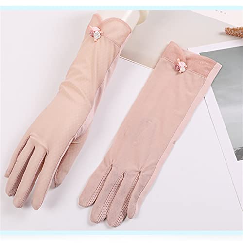 ZYKHD Summer Women's Driving and Cycling Gloves Hand Socks Hand Sleeve Sunshade Thin Ice Silk Lace Gloves (Color : B, Size : 31 * 17cm)