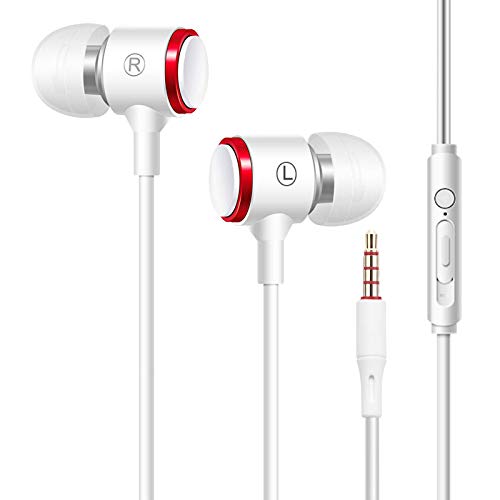 T THKAIVEQI 【2 Pack】 Earbud & in-Ear Headphones Compatible for iPhone and Android Smartphones Earphones Noise Cancelling Stereo Wired 3.5mm Earbuds with Microphone