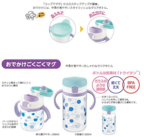 Richell Aqulea outing straw mug 320 Light blue
