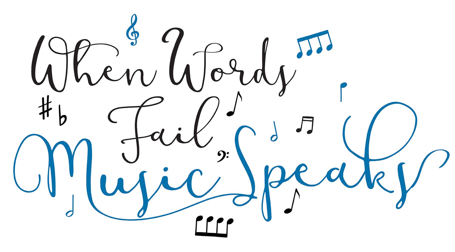 WallPops DWPQ3251 Music Speaks Wall Quote, Black
