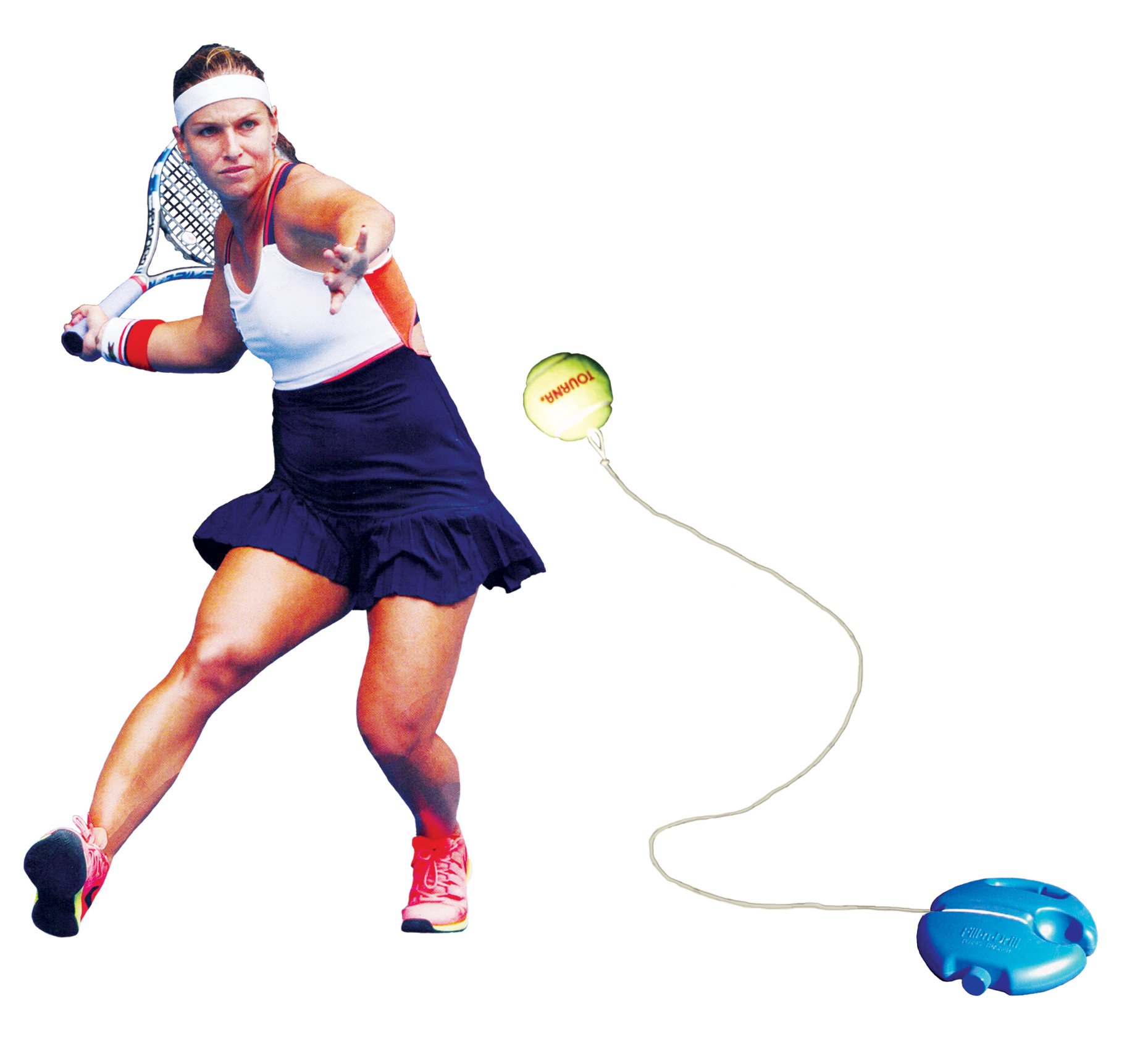 Tourna Fill and Drill Tennis Trainer with Extra Ball and String