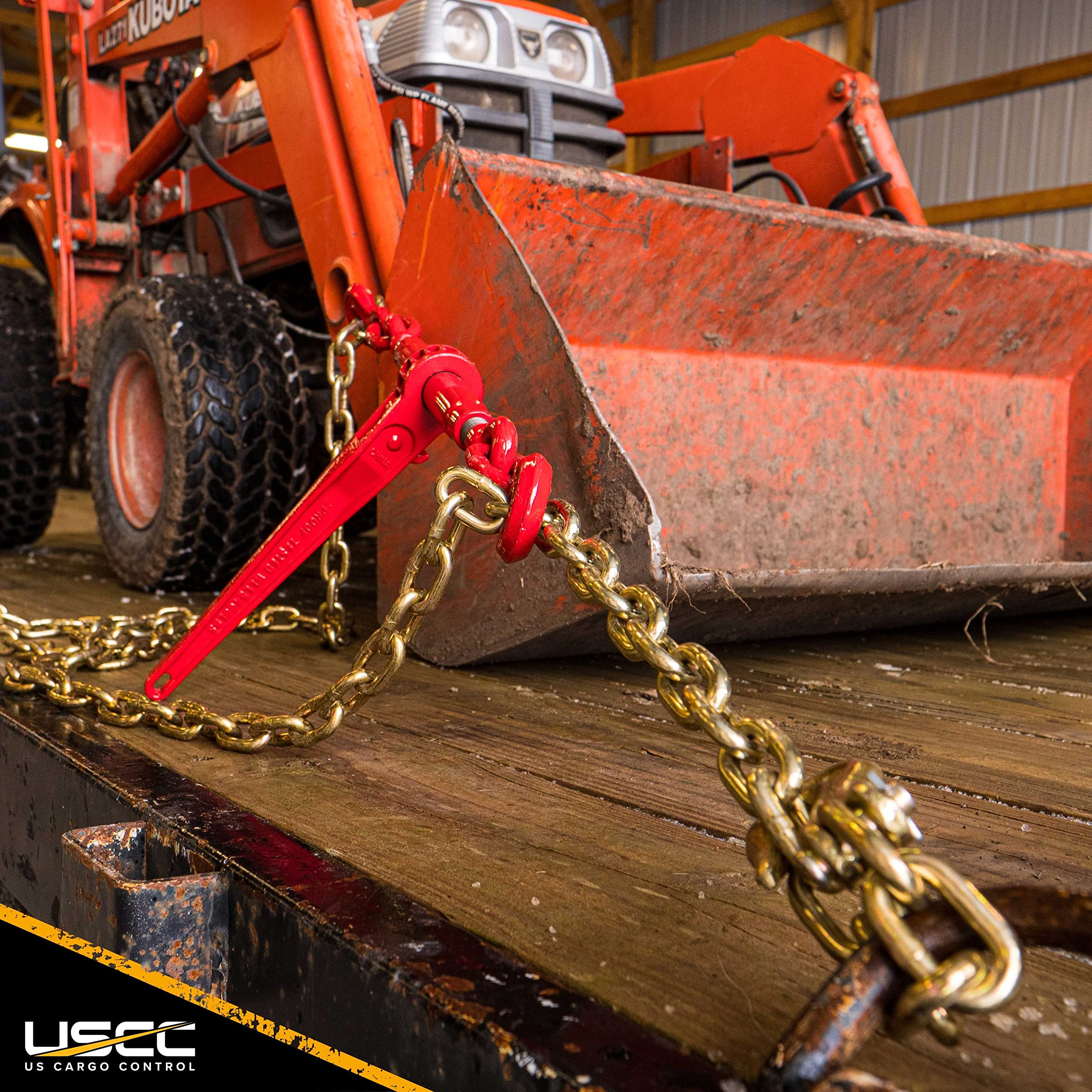 US Cargo Control Heavy Duty Ratchet Load Binder (4 Pack), 1/2 Inch Grade 70 Chain or 5/8 Inch Grade 43 Chain, 13,000 lbs. Working Load Limit, Use Ratchet Chain Binder for Flatbed Trailer or Truck