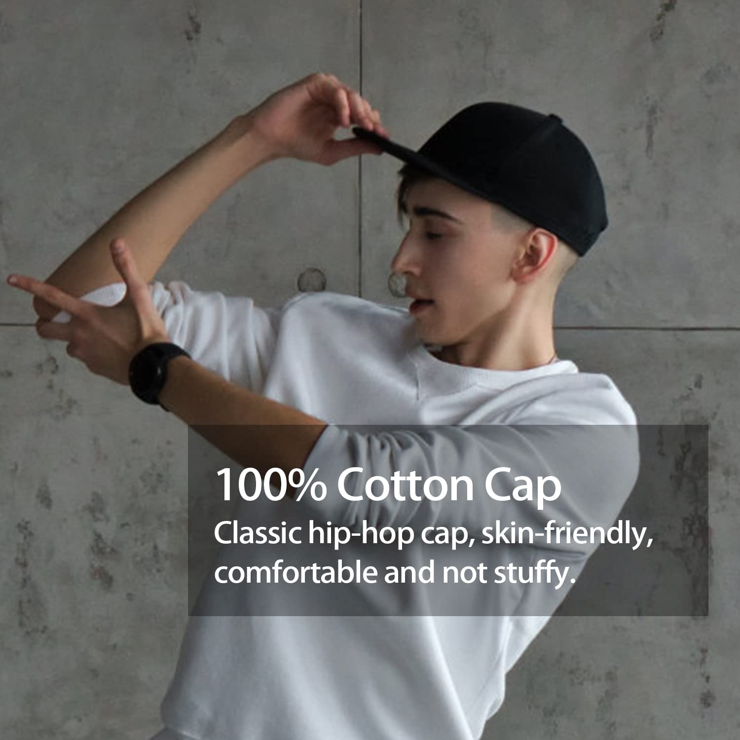 Zylioo XXL Cotton Flatbill Baseball Cap,Oversize High Crown Blank Snapback,High Profile Plain Dad Hat for Big Heads Gray