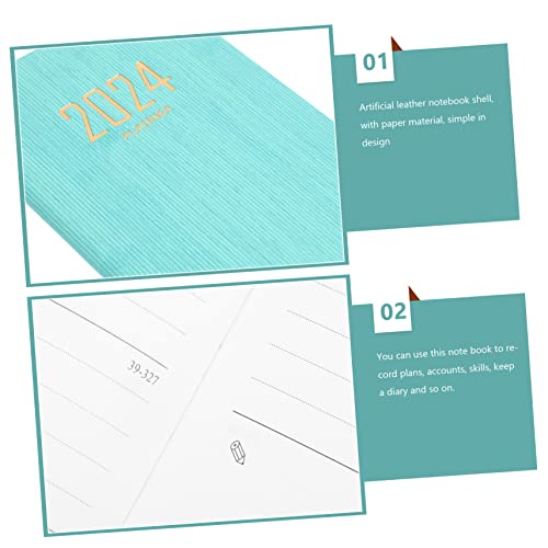 Tofficu Planner Book Academic Diary 2024 Undated Planner Weekly and Monthly Weekly Pocket Planner To Do List Pad English Agenda Planner Notebook Work Notes Multifunction Imitation Leather