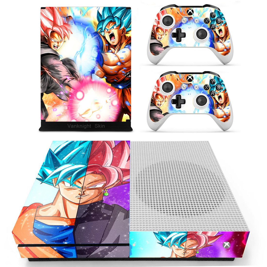Vanknight XB One Slim S Console Skin Wrap Decal Skin Anime Vinyl Stickers for XB One S Console Controllers Goku