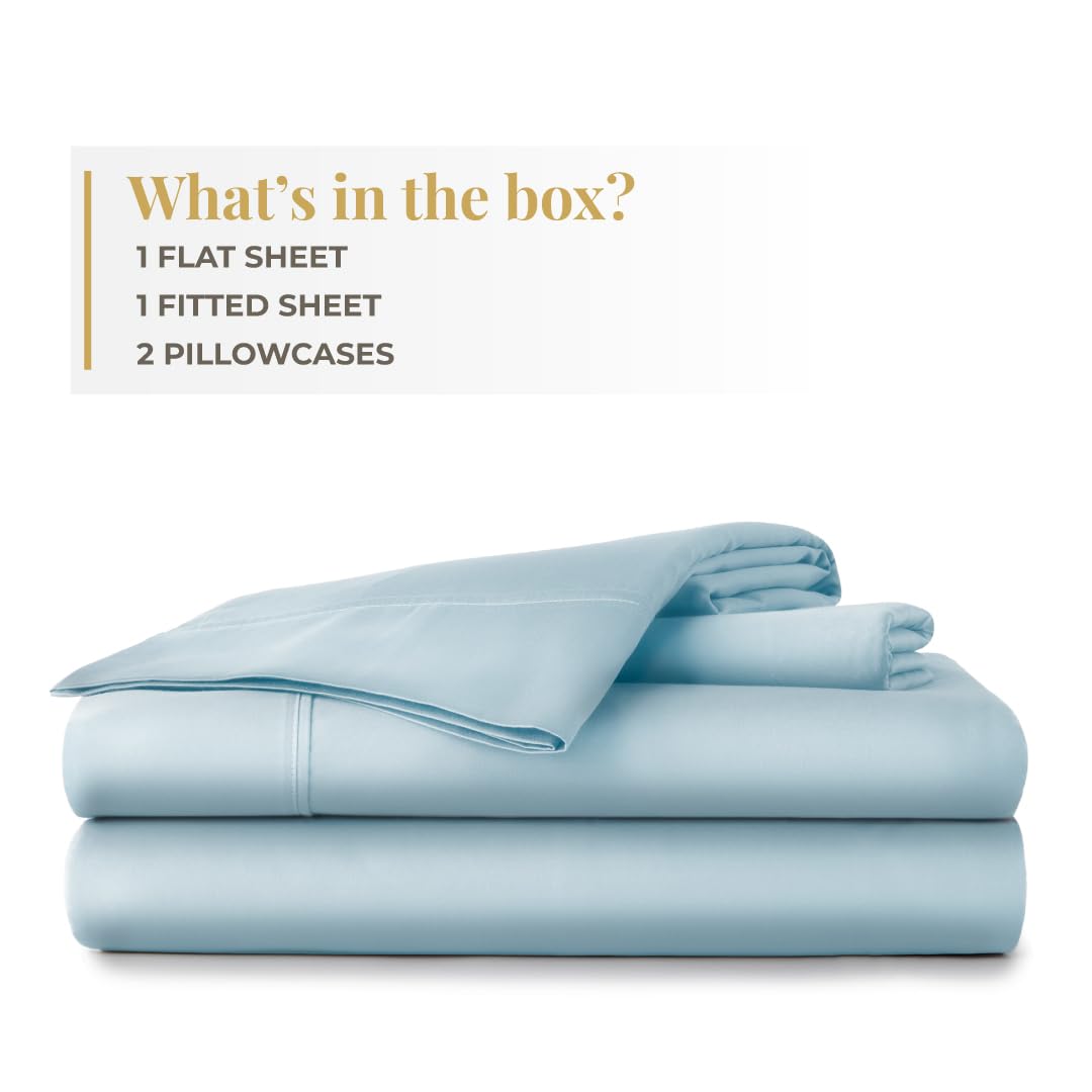 Westbrooke 100% Cotton Sheet Set - 400 Thread Count Queen Size Sateen Sheets - 4 Piece Long Staple Cotton Bedding Set with 15.5" Deep Pocket - Silky, Soft & Breathable Luxury Sheets (White)