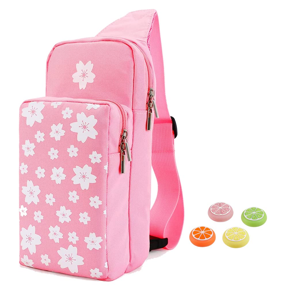 YANZIRUI Game Travel Carrying Shoulder Bag for Nintendo Switch/OLED/Lite Backpack, Shoulder Cherry Blossoms Game Accessories for Switch Oled Console, for Nintendo Switch Lite Protective Storage Bag