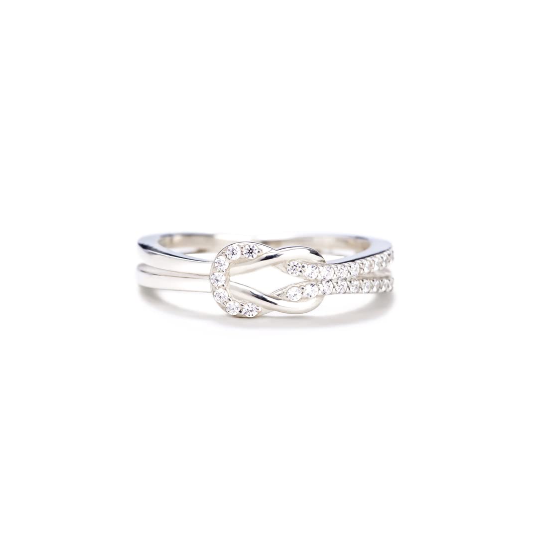STORYJEWELLERY Mothers Ring, Daughter Gifts from Mom, Birthday Gifts for Mom, Mom Presents, 925 Sterling Silver Square Knot Ring for Women, Christmas, Thanksgiving, Mothers Day, Anniversary Size6Y