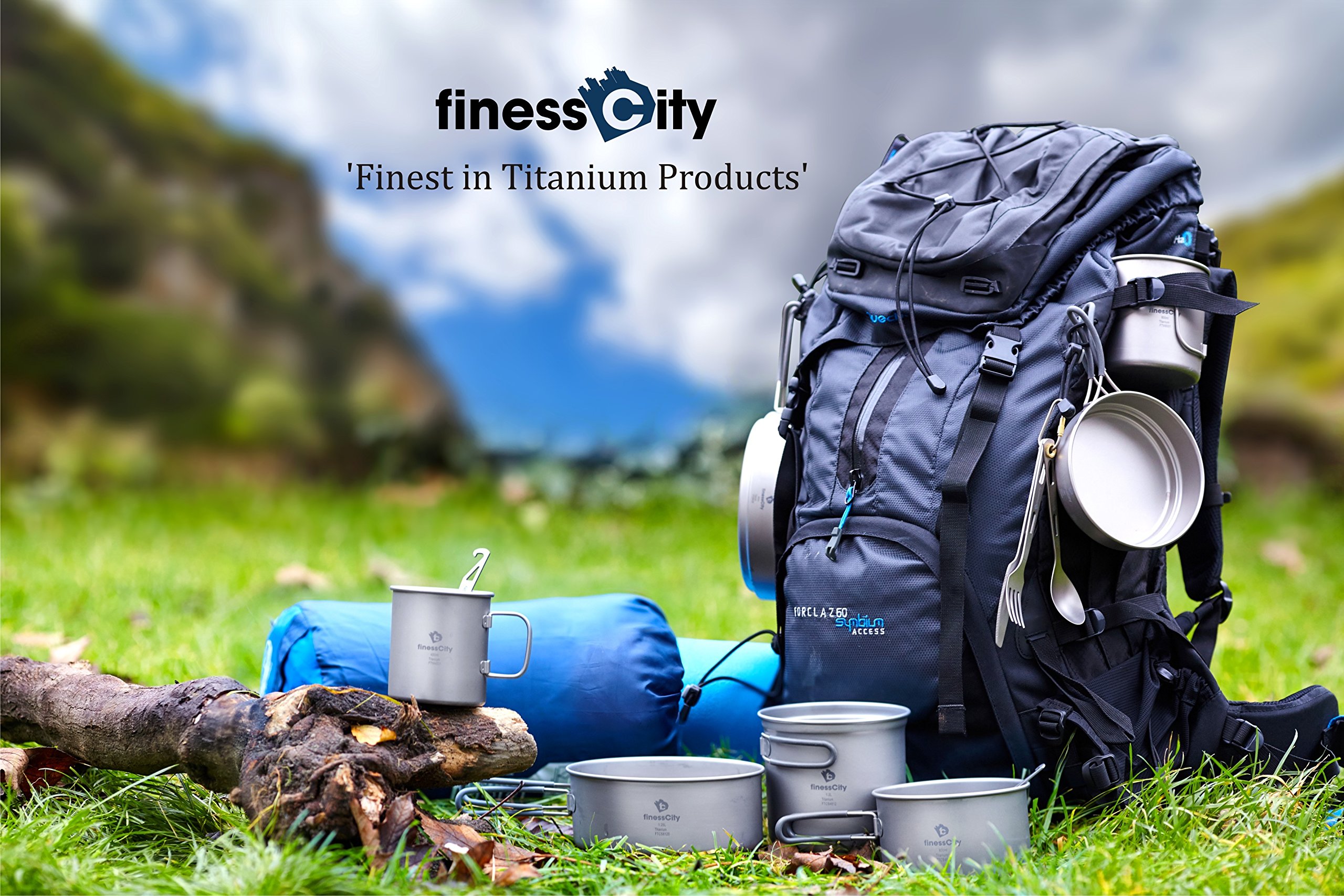 Titanium Utility Cutlery Set & Titanium Chopstick, Strong Lightweight (Ti), Healthy 4 Piece Chopsticks Knife Fork Spoon Set for Indoor/Outdoor Use in Waterproof Cloth Case
