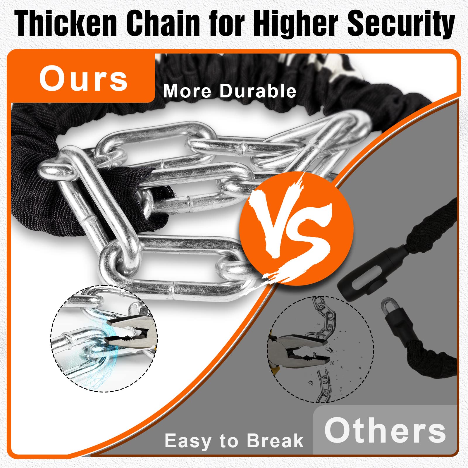 Titanker Anti-Theft 3 Feet Bike Chain Lock, Resettable Combination Lock, 6mm Thick Chain, Portable Safe Size, Protective Cloth Sleeve, Easy to Set Combination, Heavy-Duty Steel