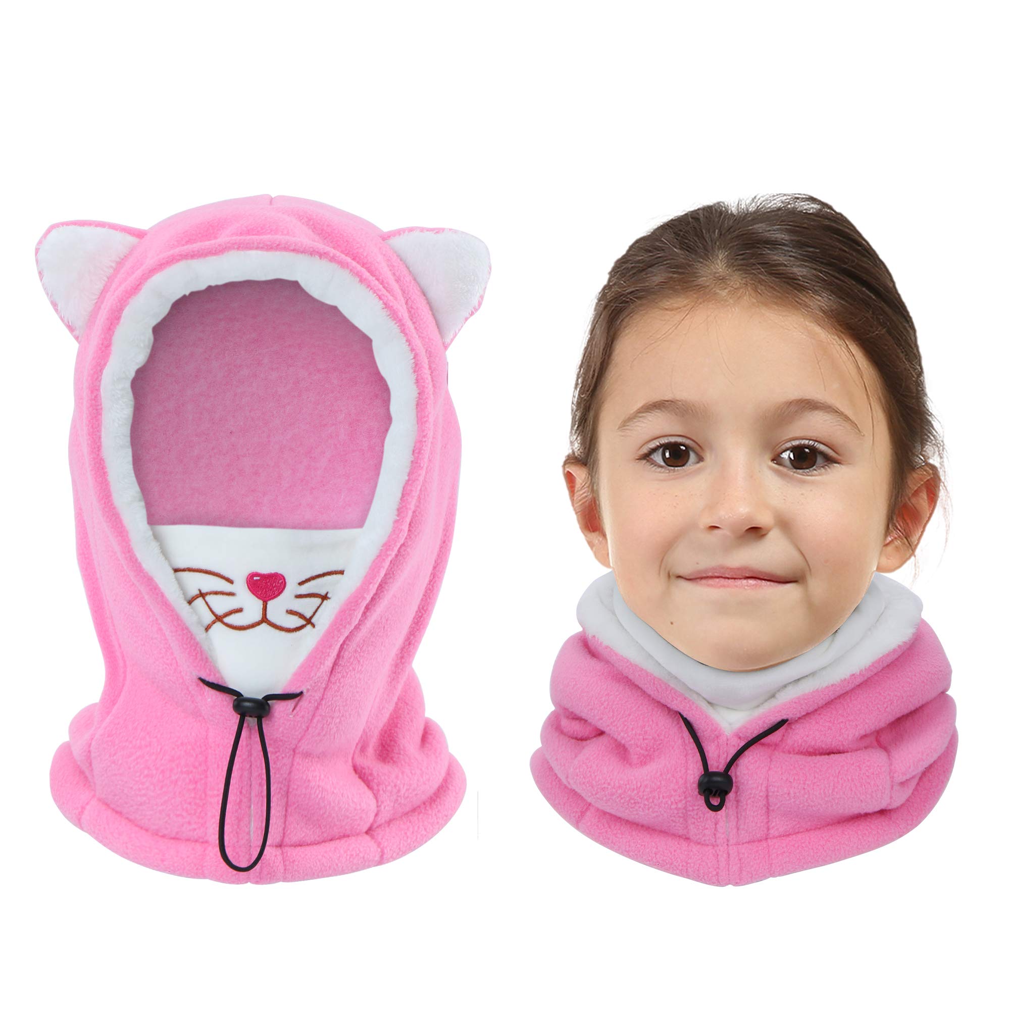 Vorshape Kids Balaclava Ski Mask, Cold Weather Fleece Face Mask with Hood, Windproof Outdoor Winter Hat for Boys & Girls