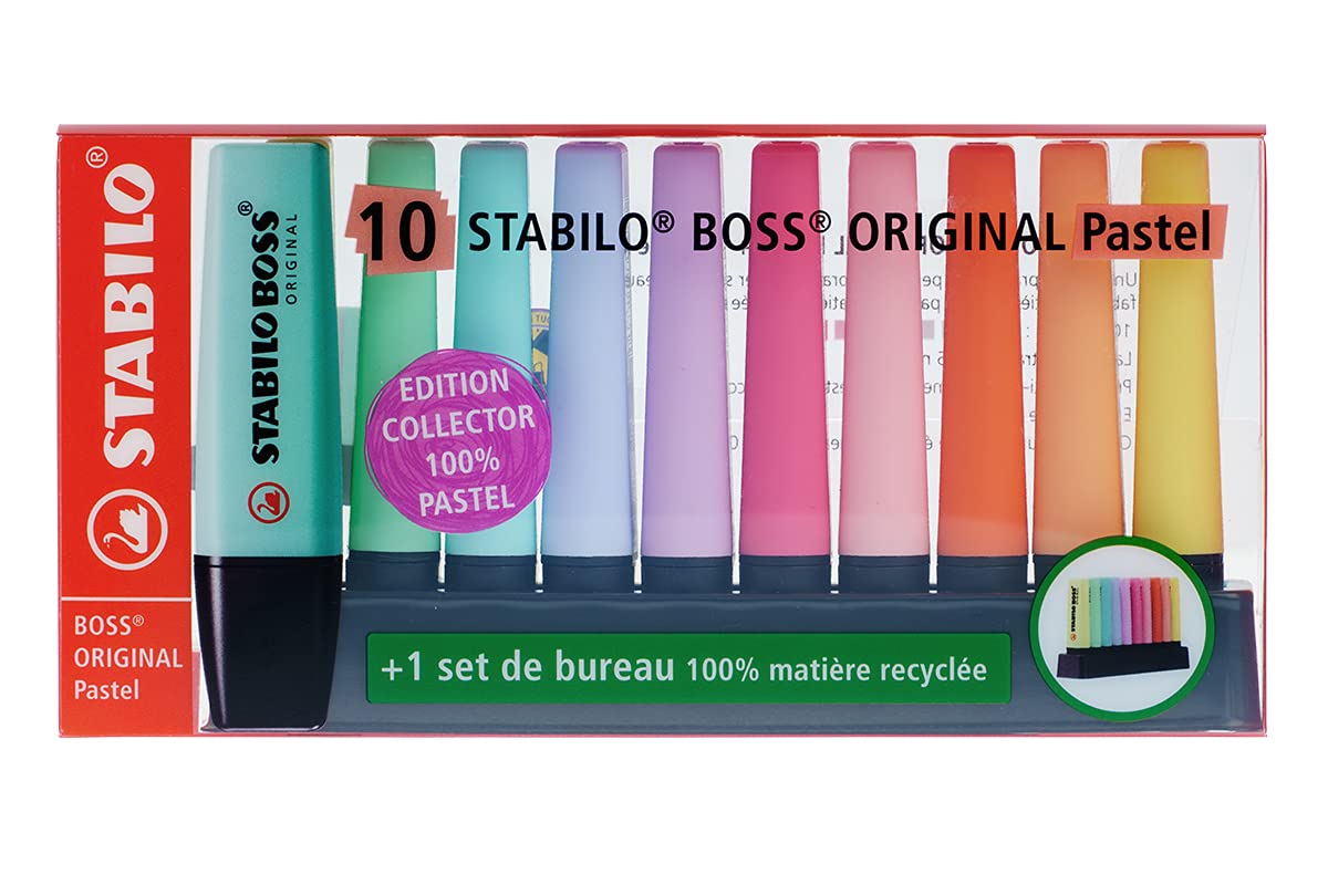 Stabilo Boss Original Highlighter Set of 10 Pastel Highlighters