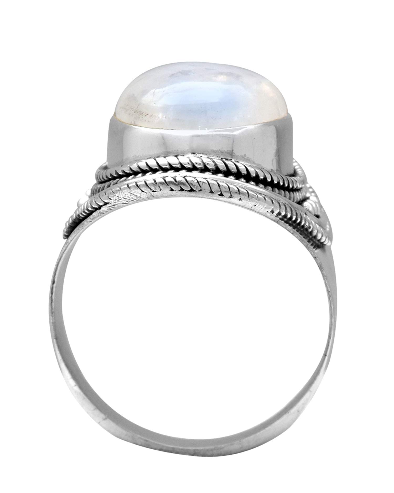 YoTreasure 12x16 MM Moonstone Chunky Ring .925 Sterling Silver
