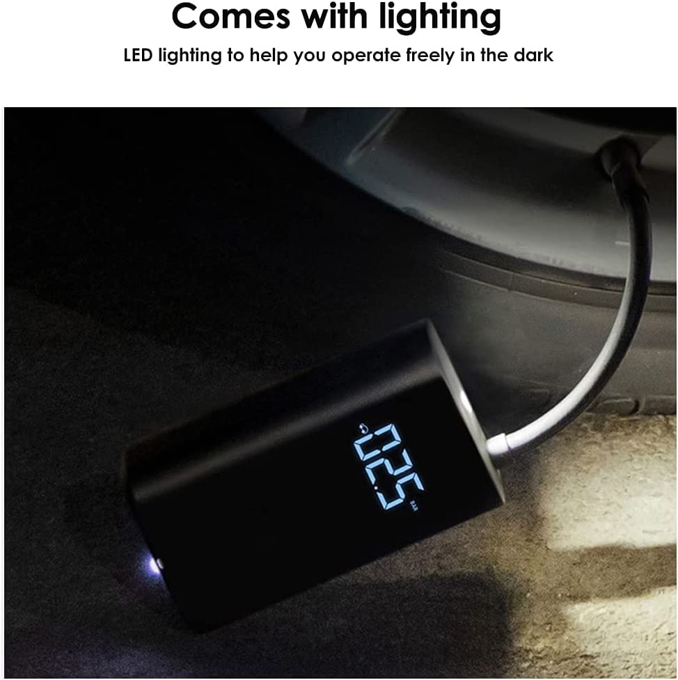 Xiaomi Air Inflator Tire Pressure Tester Pump Electric Car Air Compressor Hand Held Tire Pump Led Light LCD Display 2000mAh Lithium Battery150PSI For Car Bicycle Tires Ball and Other Inflatables