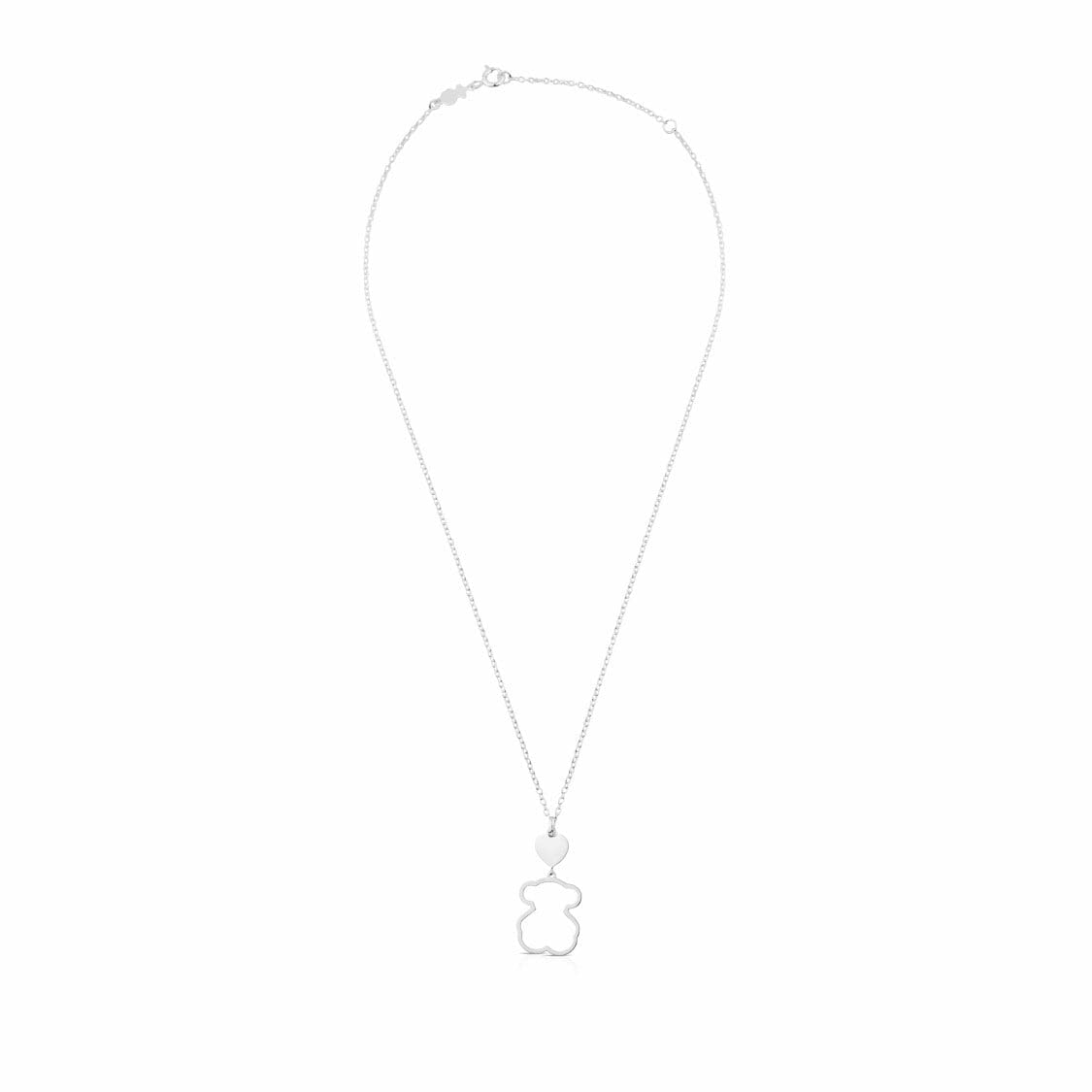 TOUS Sterling Silver Necklace for Women with Bear Motif, Size: 0.84-1.9 cm. Length: 45 cm. New Silueta Collection