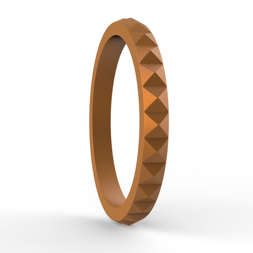 Varovi Women's Silicone Ring. Diamond Style Wedding Band Single Ring Copper Size: 8
