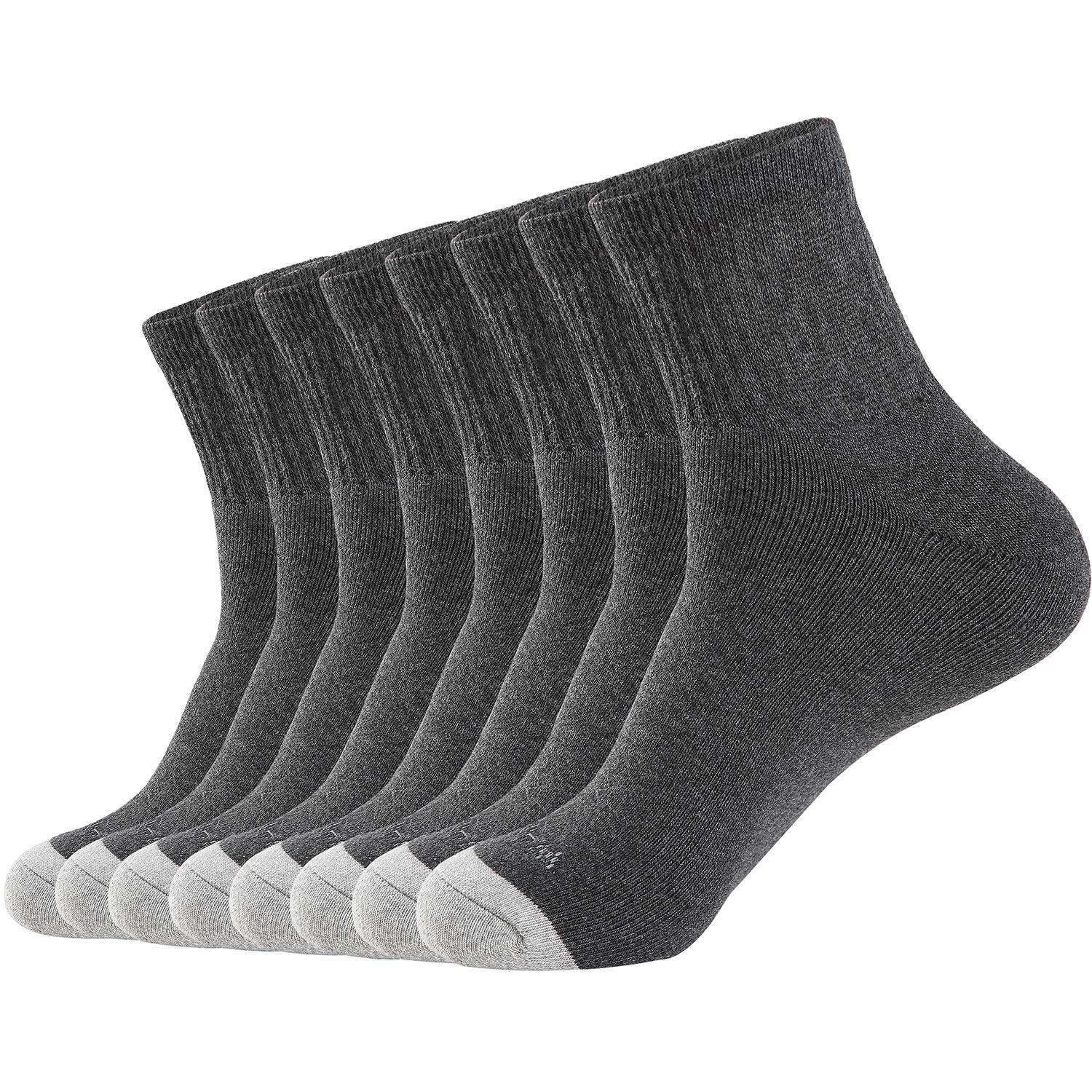 WANDER Men's Athletic Ankle Socks 3-8 Pairs Thick Cushion Running Socks for Men&Women Cotton Socks 7-9/9-12/12-15 (8 Pair Dark Grey, Shoe Size: 4-6)
