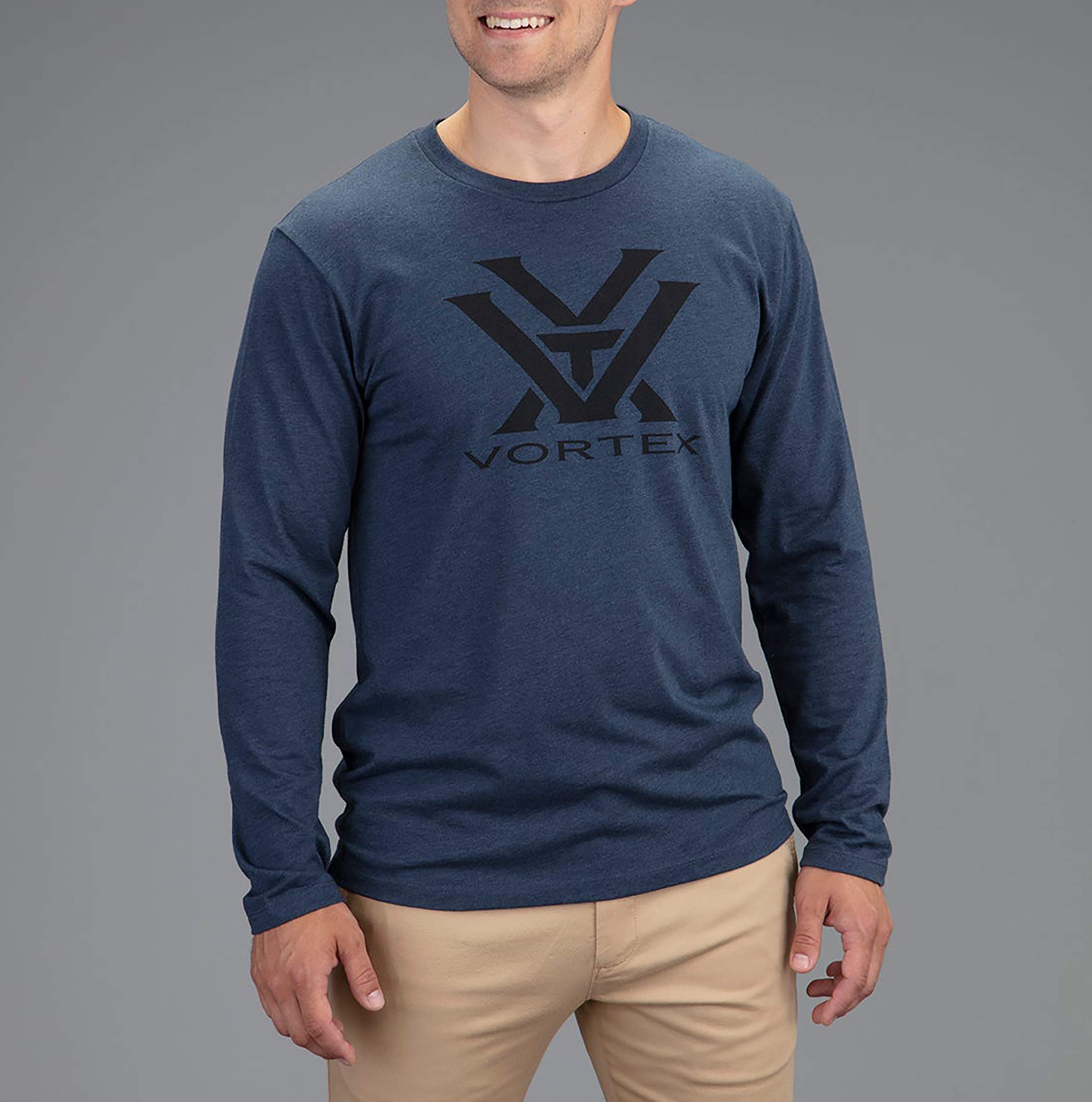 Vortex Optics Logo Long Sleeve Shirt - Navy Heather - Medium