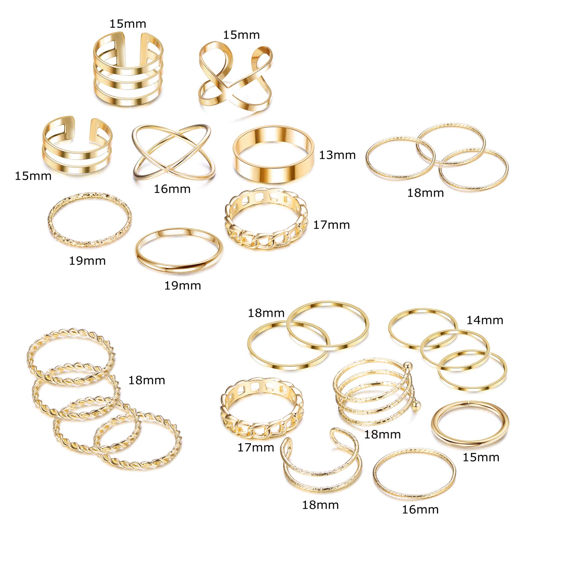 YADOCA 25 Pcs Simple Knuckle Midi Ring Set for Women Vintage Gold Finger Stackable Rings Set Carved Joint Nail Rings