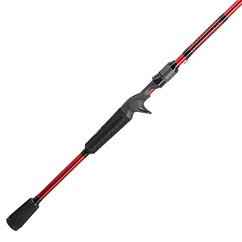 Ugly Stik 6’10” Carbon Casting Rod, One Piece Casting Rod, 6-12lb Line Rating, Medium Light Rod Power, Fast Action, 1/8-1/2 oz. Lure Rating, Red/Black