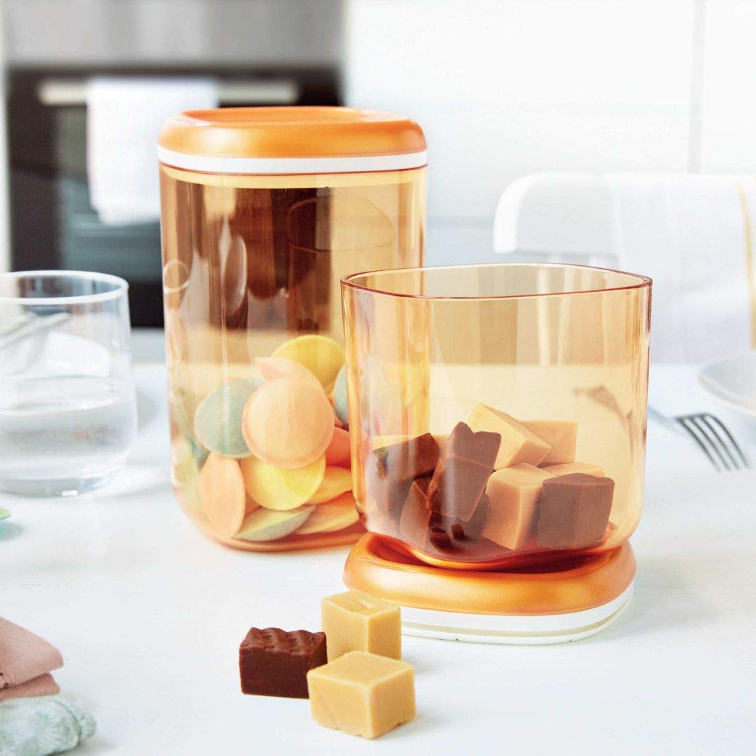 Tupperware Polycarbonate Cookie Jar - 240 ml, 780 ml, 1.3 Liter, 1.8 Liter, 4 Pieces, Orange