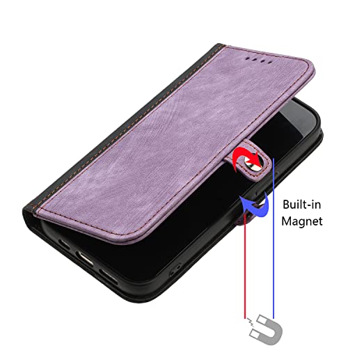 WATSKY for Oppo A57/REALME V23/A77 5G/A57E 4G/A57S 4G/A77 4G/1+Nord N20 SE 4G Contrast Flip Phone Case Purple