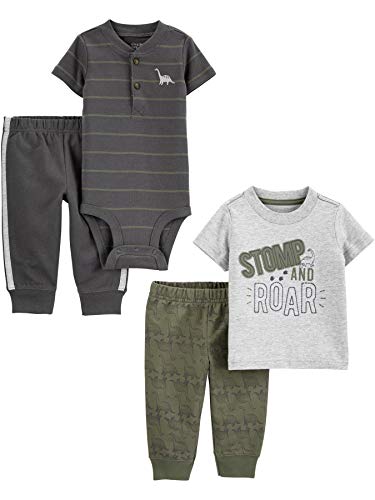 Simple Joys by Carter's Baby Boys' 4-Piece Bodysuit, Top, and Pant Set, Dinosaur, 24 Months