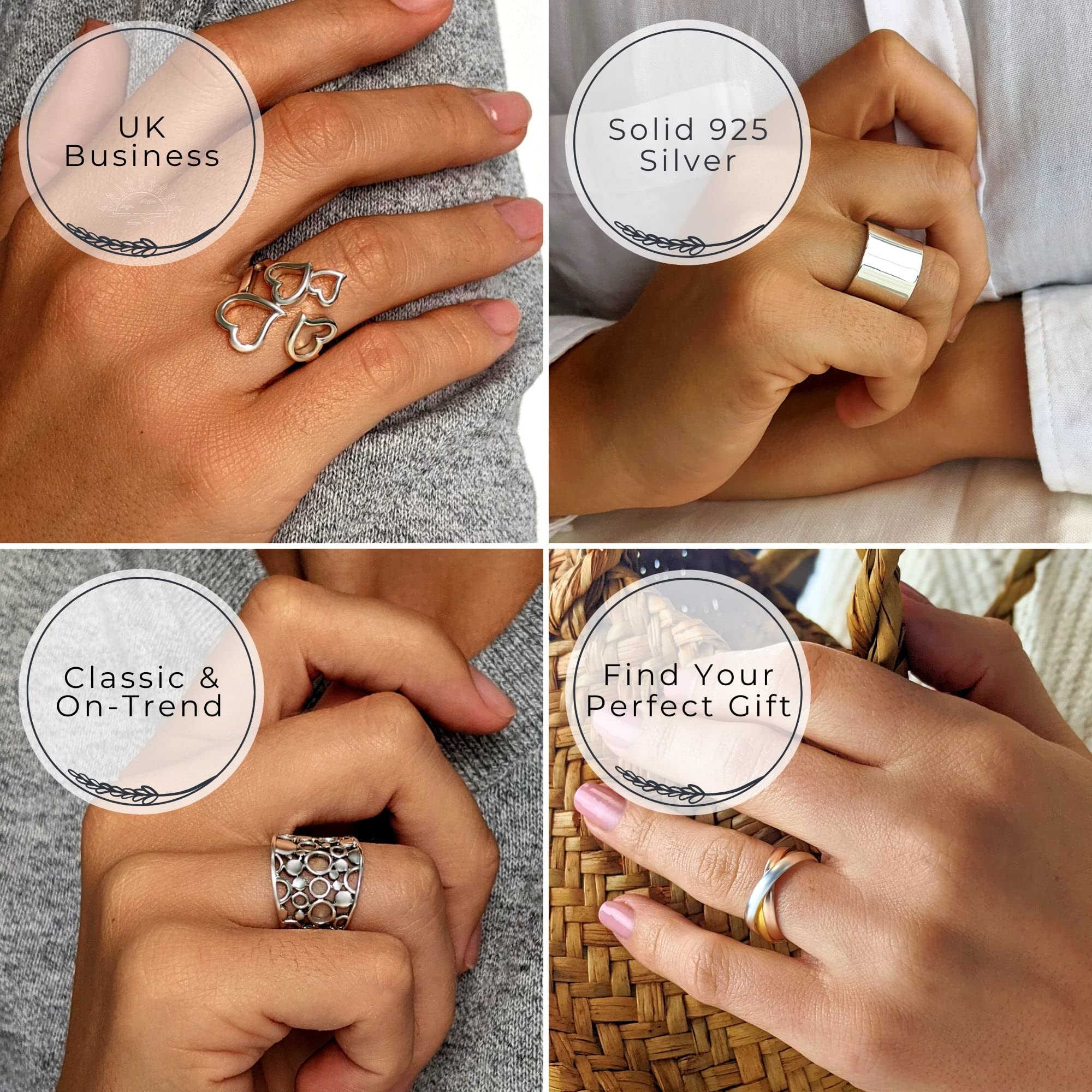 Silverly Shiva Eye Shell Adjustable Rings for Women - 925 Sterling Silver Rings - Satin Finish Solid Silver Ring With Gemstone - Spiral Swirl Wrap Birthstone Adjustable Design