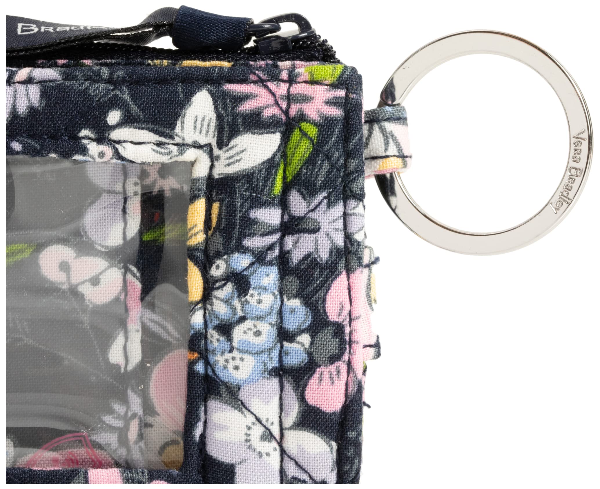 Vera Bradley Women's Cotton Deluxe Zip ID Case Wallet With RFID Protection, Sunlit Garden Sage - Recycled Cotton, One Size