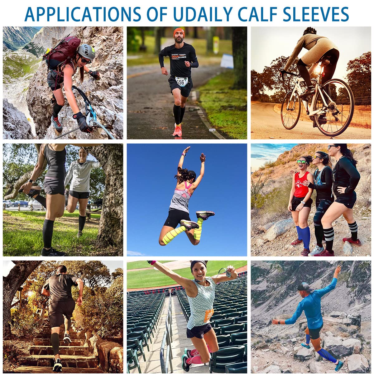 Udaily Calf Compression Sleeves for Men & Women (20-30mmhg) - Calf Support Leg Compression Socks for Shin Splint & Calf Pain Relief
