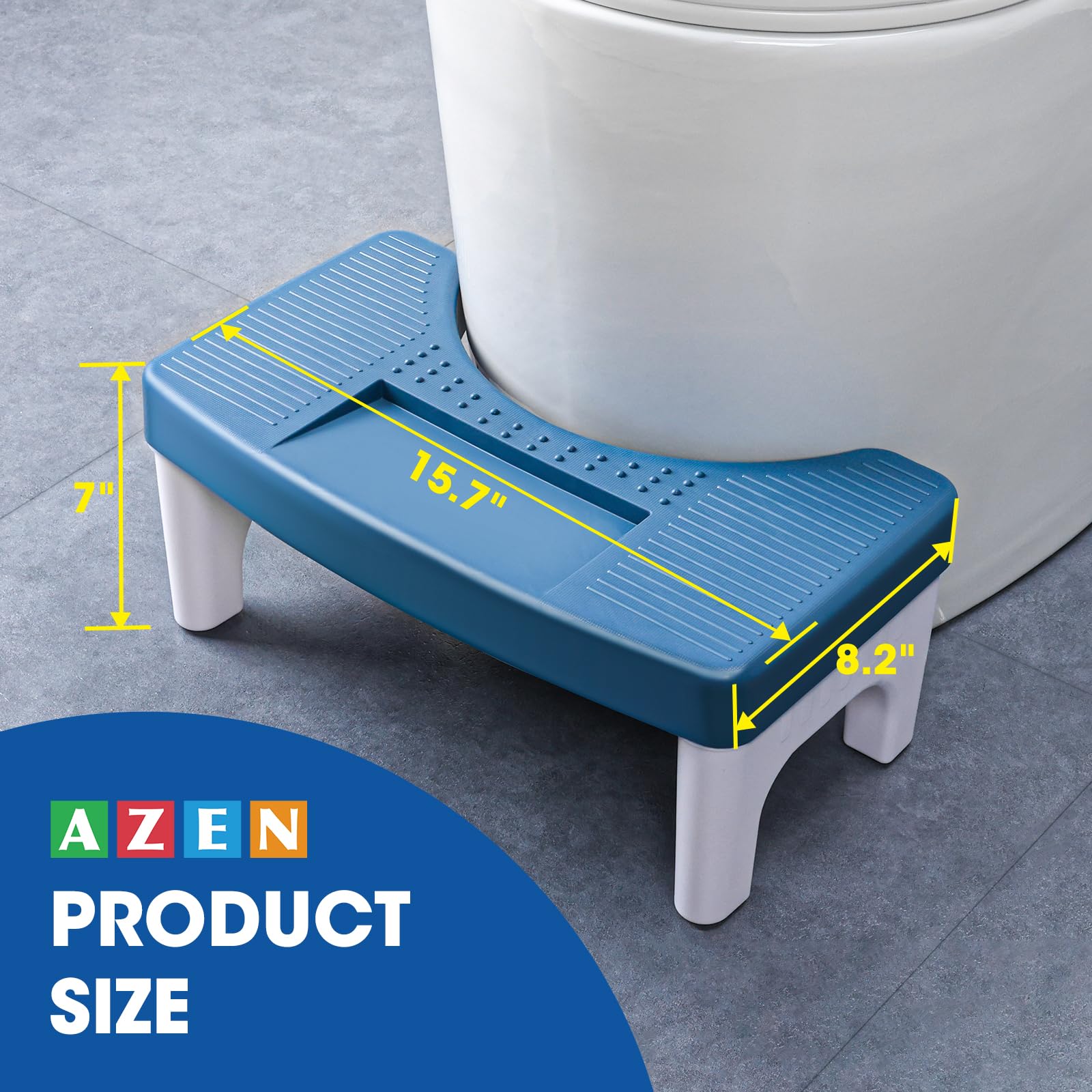 Toilet Stool Squat Adult, Bathroom Stool, Sturdy Poop Stool for Bathroom Adults, Toilet Foot Step Stool for Adults with Storage Groove, 7 Inch Height Blue