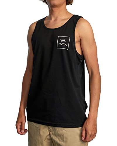 RVCA Men's Graphic Sleeveless Tank Top Shirt, VA ATW Fill/Black, Large