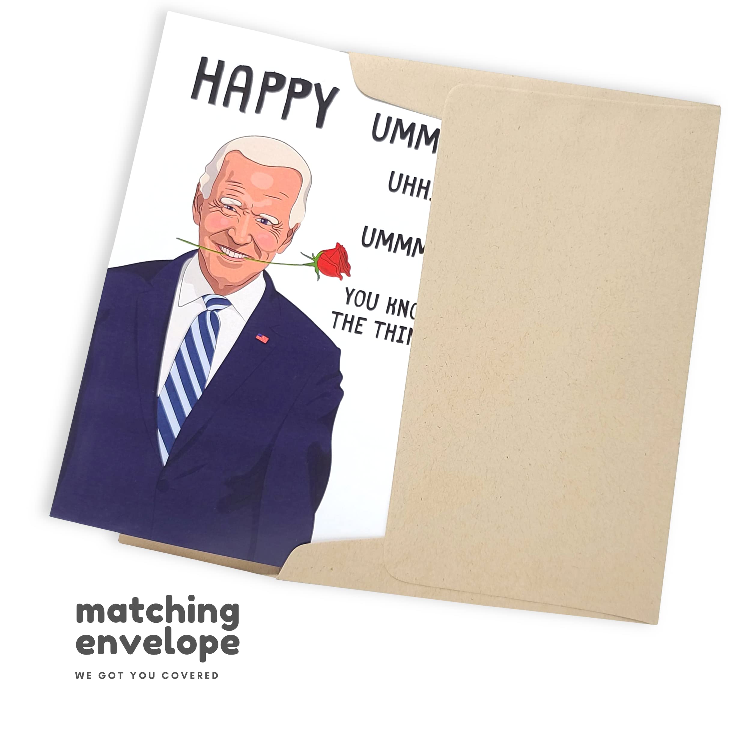 Sleazy Greetings: Funny Romantic Card, Joe Biden Stuttering, Blank Inside, 5x7 Inches, Made in USA