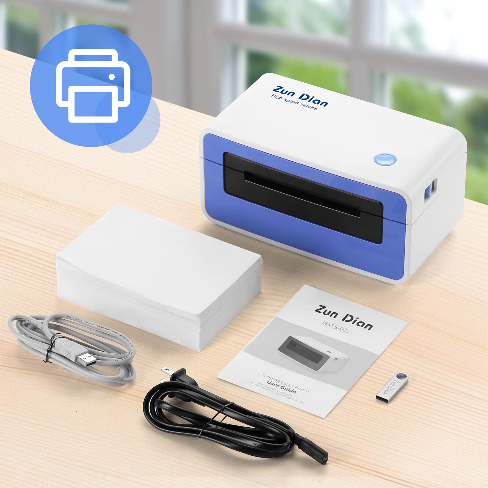 ZunDian Thermal Label Printer, 150mm/s 4x6 Shipping Label Printer, Thermal Printer for Shipping Packages, USB Lable Maker for Home Small Business, Compatible with Shopify, Amazon, Ebay, Etsy & USPS