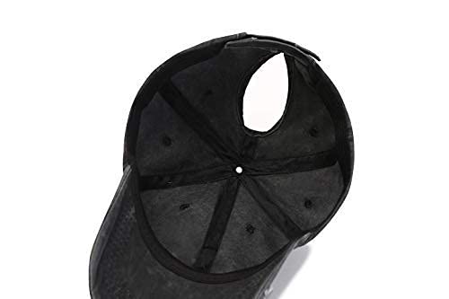 YIBOBA Ponytail Baseball Cap Retro, Messy Visor Dad Hat Ponycaps Adjustable Cotton and Twill Mesh Trucker Caps (Black No Net)