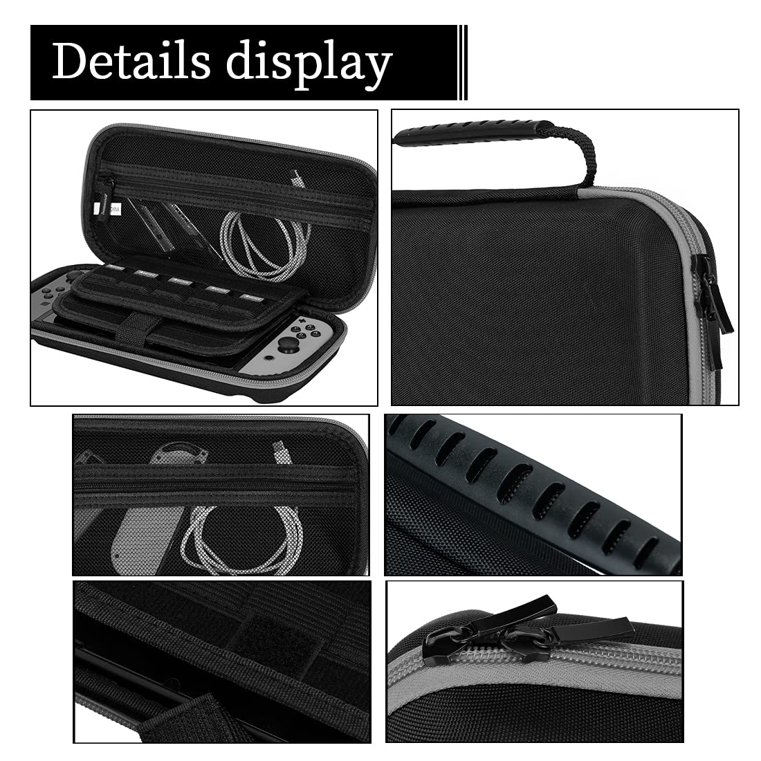 Widfre Carry Case for Nintendo Switch Console & Accessories, Hard Travel Case Compatible with Switch, Portable Carry Case with Handle, Dual Zippers, Bag for Game Storage Accessories