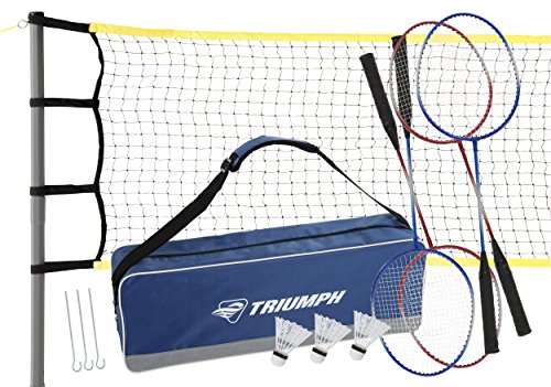 Triumph Premium Badminton Set - Including Net, 4 Steel Rackets and 3 Shuttlecocks