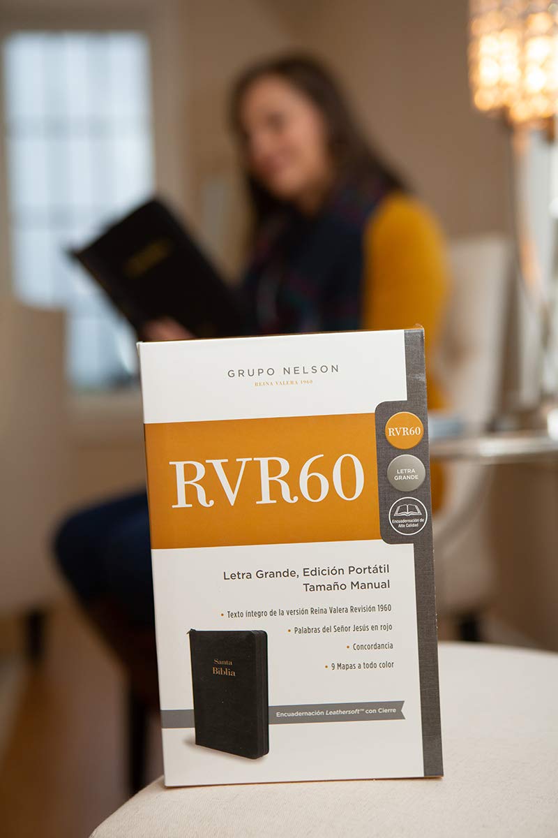RVR60, Santa Biblia, Letra Grande, Tamaño Compacto, Leathersoft, Negro, Palabras de Jesús en Rojo (Spanish Edition)