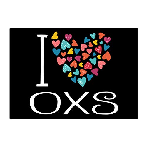 Teeburon I Love Oxs Colorful Hearts Sticker Pack x4 6"x4"