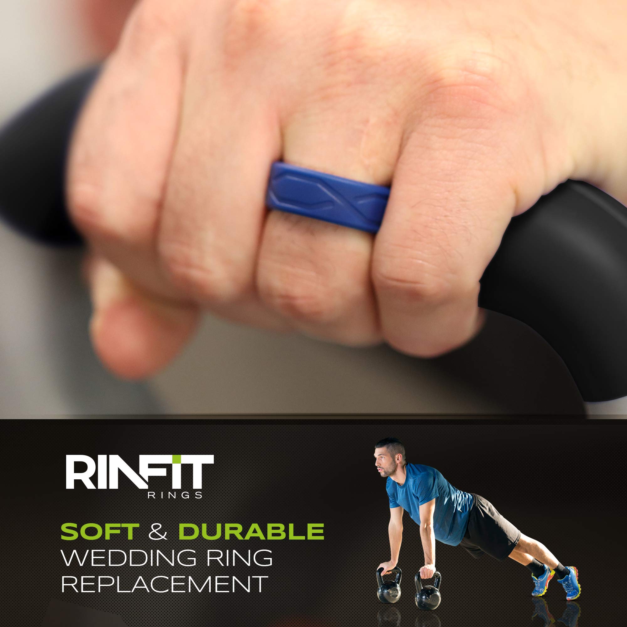 Rinfit Silicone Rings for Men - Silicone Wedding Bands Sets for Him - 4Love Collection Rubber Wedding Rings - Patented Design - SetP, Size 11