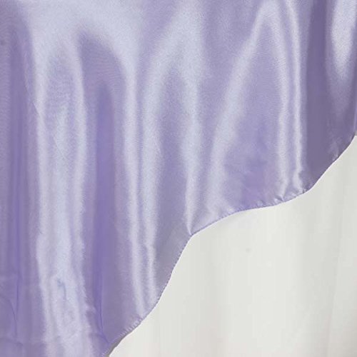 TABLECLOTHSFACTORY 72" Satin Square Table Overlay for Wedding Catering Party Table Decorations Lavender (Table Toppers)