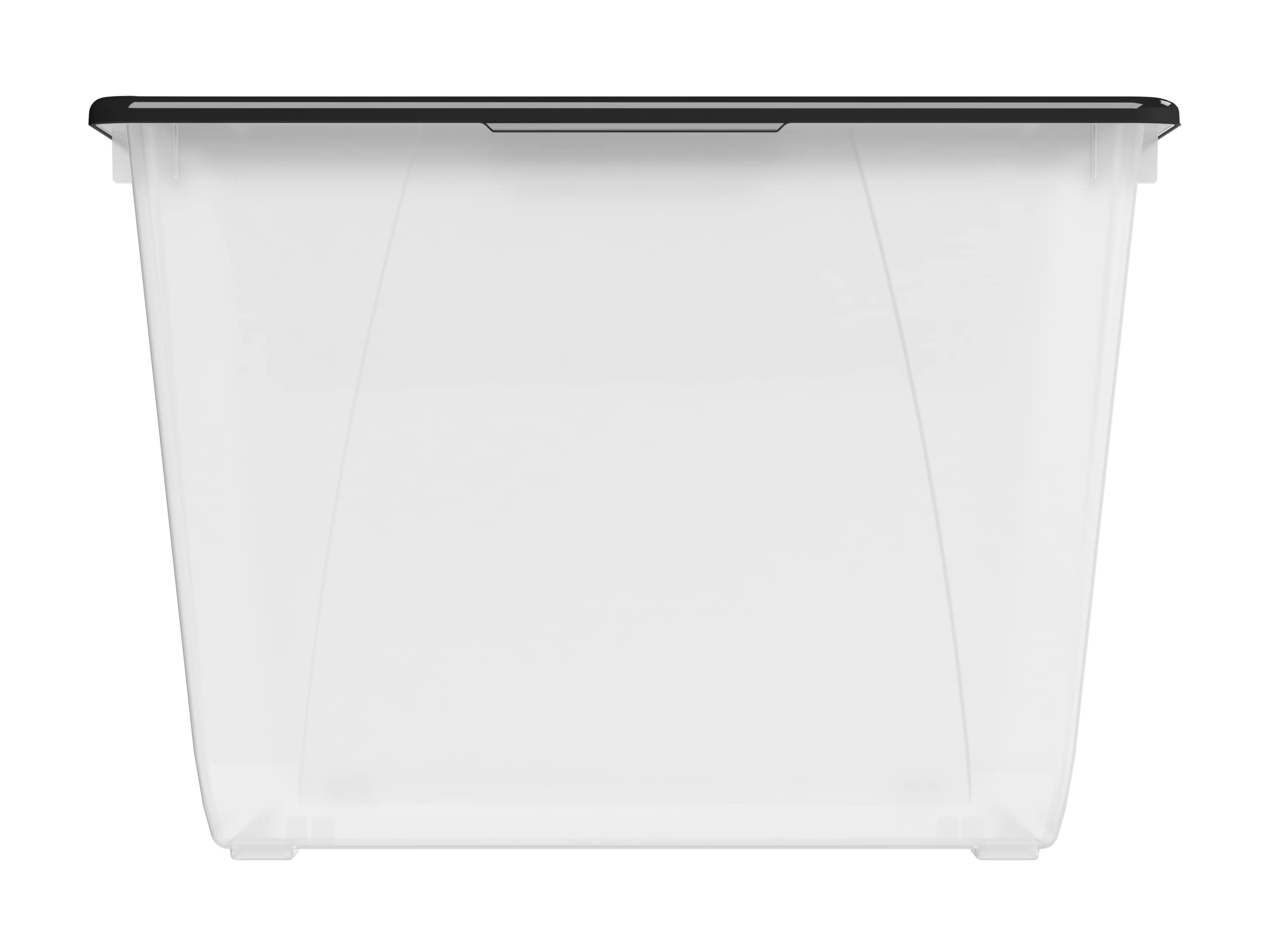 Storex 16 Gallon (60L) Storage Tote with Folding Lid, 22.7 x 18.25 x 12.86 Inches, Frost/Black, 4-Pack (00900A04C)